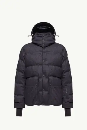 Moncler Servance Wool Denim Hooded Down Ski Jacket - Blue