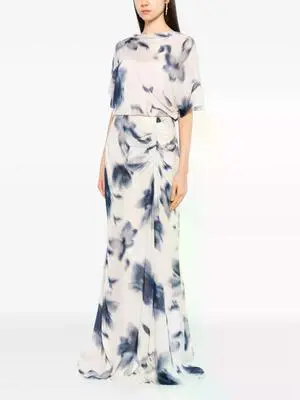 Amsale Floral-print Ruched Dress