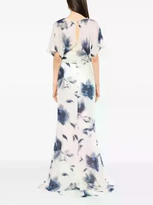 Amsale Floral-print Ruched Dress