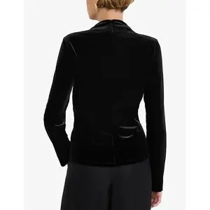 REISS Paige Cowl-neck Stretch-velvet Top