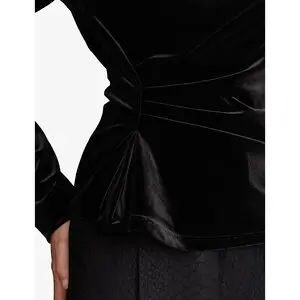 REISS Paige Cowl-neck Stretch-velvet Top