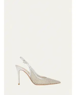 GIANVITO ROSSI 95mm Itaca Metallic Leather And Mesh Slingback Pumps