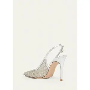 GIANVITO ROSSI 95mm Itaca Metallic Leather And Mesh Slingback Pumps
