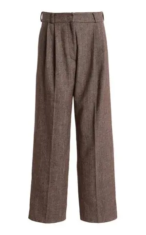 ALFIE Tailored Cotton Wide-leg Pants - Brown