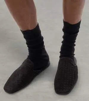 Bottega Veneta Suede Intrecciato Slippers