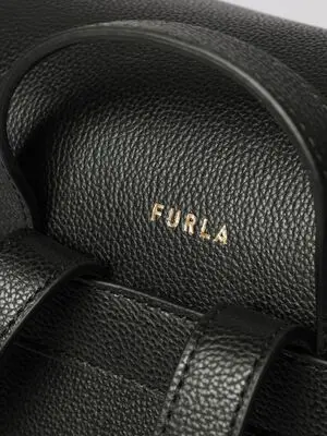 Furla Grained Leather Rucksack With Flap And Drawstring Closure