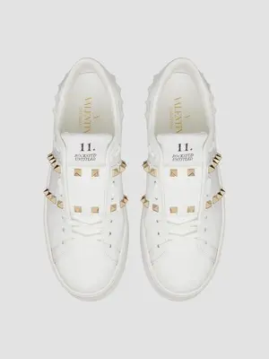 Valentino Garavani Flatform Rockstud Untitled Sneakers In Calfskin