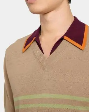 Dries Van Noten Apos;s Contrast-trim Knit Polo Sweater
