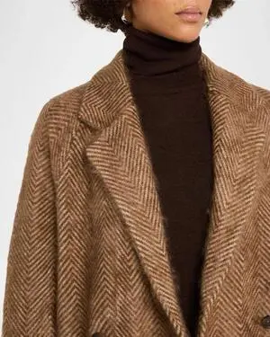 Guest In Residence Grizzly Herringbone Cashmere Double-breasted Coat - Chestnut