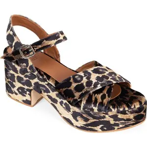 Penelope Chilvers Azalea Leopard Velvet Platform Sandal - Brown