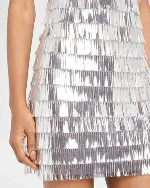 Retrofete Amalie Sequined Mini Dress - Silver Cloud