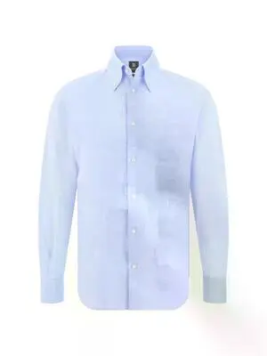 Boggi Milano Shirt In Cotton Dobby Regular Fit - Blue