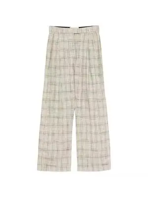 LITKOVSKA Checked Frayed-edge Trousers - Neutrals