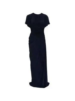Amsale Asymmetric Jersey Gown - Blue