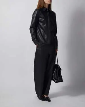 WAKAKUU Shirt Faux Leather