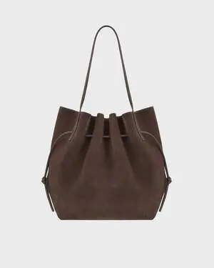 Yuzefi Tote Bag Scallop Suede - Brown
