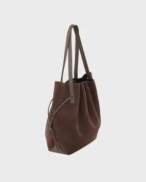 Yuzefi Tote Bag Scallop Suede - Brown