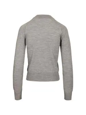 AMI Paris Quota -crewneck Sweater With Contrasted De Coeur - Gray