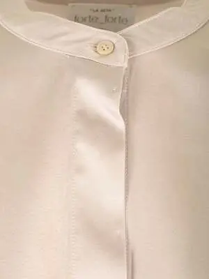 FORTE_FORTE Stretch Heavy Satin Silk Collar Shirt Perla - Multicolor
