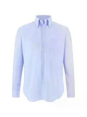 Boggi Milano Shirt In Striped Cotton Poplin Regular Fit - Blue