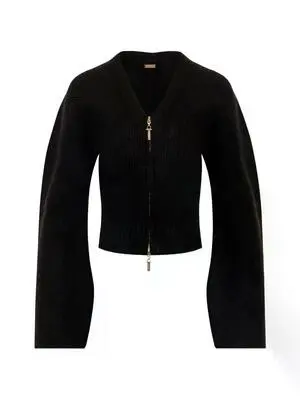 Cult Gaia Alissa Ribbed-knit Cardigan - Black