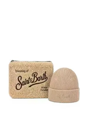 MC2 SAINT BARTH Beige Teddy Pochette And Beige Beanie Set - Neutrals