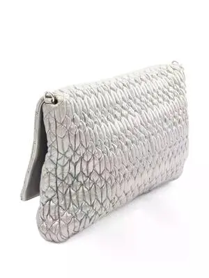 Miu Miu 2010s Crystal-embellished Matelassé Shoulder Bag - Silver