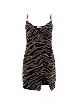 Balmain Velvet Dress With Tiger Embroidery
