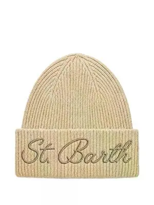 MC2 SAINT BARTH Moss Alpaca Wool Blend Beanie Hat With Logo Embroidery - Neutrals