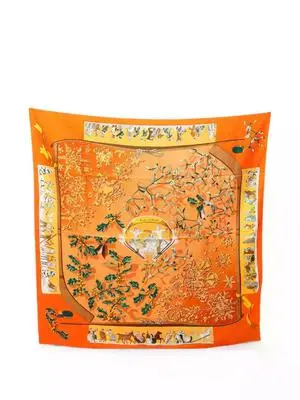 Hermès 2010s Neige D'antan Silk Scarf Orange