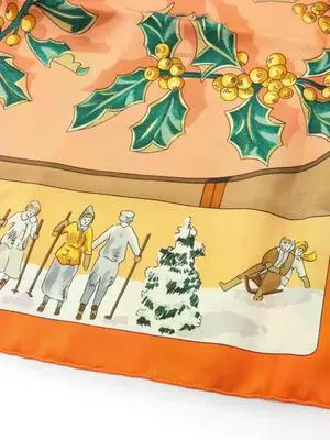 Hermès 2010s Neige D'antan Silk Scarf - Orange
