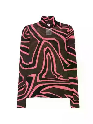 Emilio Pucci Iride-print High-neck Top - Black