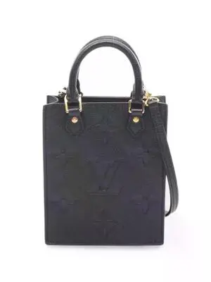 LOUIS VUITTON Petit Sac Plat Monogram Empreinte Tote Bag - Black