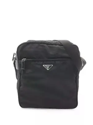 Prada 2000s Triangle-logo Messenger Bag - Black