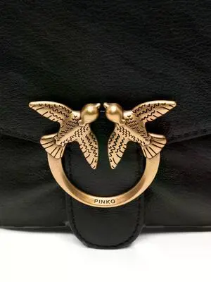 Pinko Love Birds Leather Shoulder Bag - Black