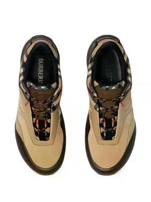 Burberry Check And Mesh Discover Sneakers - Neutrals