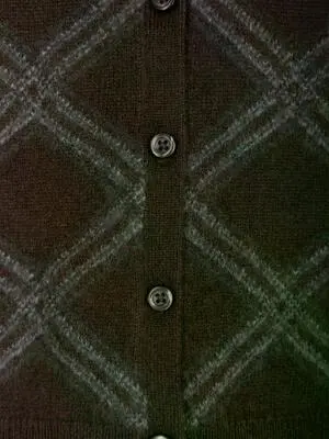 Vince Diamond-plaid V-neck Cardigan