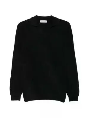 JEORDIE'S Ribbed-knit V-neck Sweater - Black