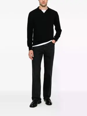 JEORDIE'S Ribbed-knit V-neck Sweater