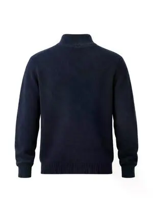 MC2 SAINT BARTH Navy- Jermyn Lambswool Half-zip Knit With Contrasting Collar