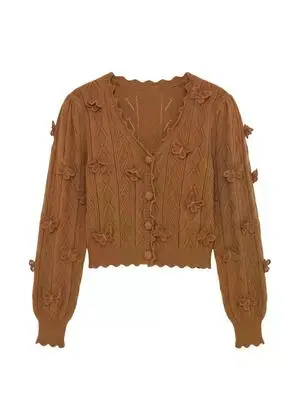 Farm Rio Richelieu 3d Butterflies Knit Cardigan - Brown