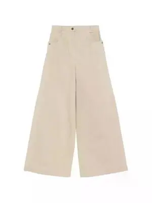 Max Mara Coated Cotton Bull Denim Trousers Stone - Neutrals