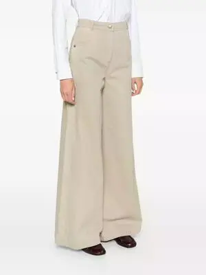 Max Mara Coated Cotton Bull Denim Trousers Stone