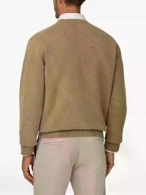 Boggi Milano Crew Neck Jumper In Wool Blend - Neutrals