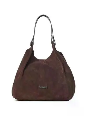 GIANNI CHIARINI Large Dua Suede Logo-patch Shoulder Bag - Brown