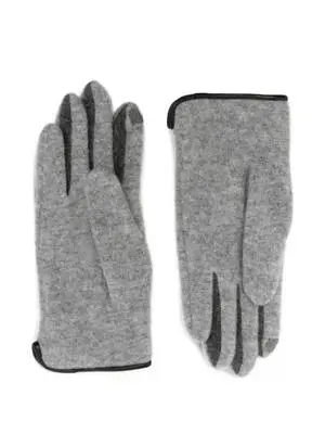 L'APERO Leather-trim Cashmere Gloves - Grey
