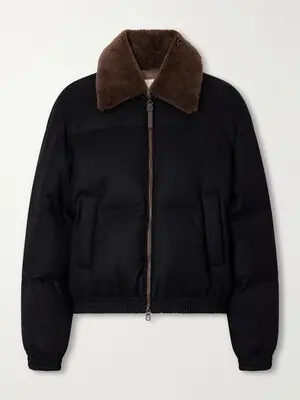 Brunello Cucinelli Quilted Shearling-trimmed Wool-twill Down Jacket