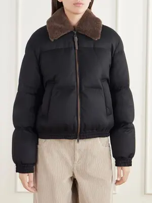 Brunello Cucinelli Quilted Shearling-trimmed Wool-twill Down Jacket