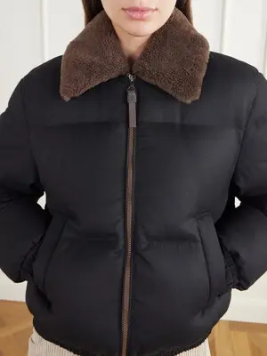 Brunello Cucinelli Quilted Shearling-trimmed Wool-twill Down Jacket