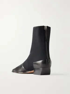EMME PARSONS Western Minori Leather-trimmed Stretch-grosgrain Ankle Boots